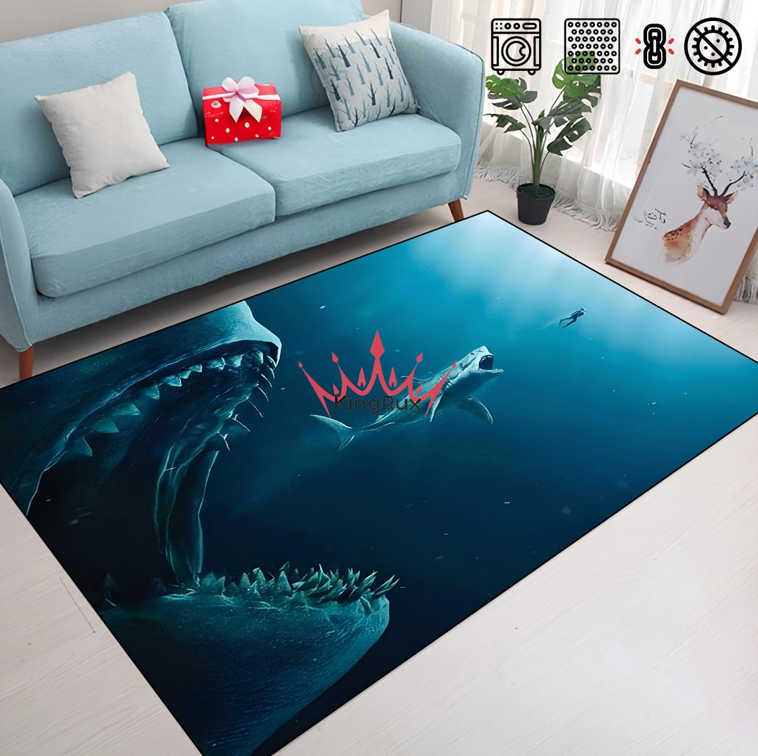 Shark Rug, Shark, Shark Design Rug, Shark Themed Pattern, Ocean Design ...