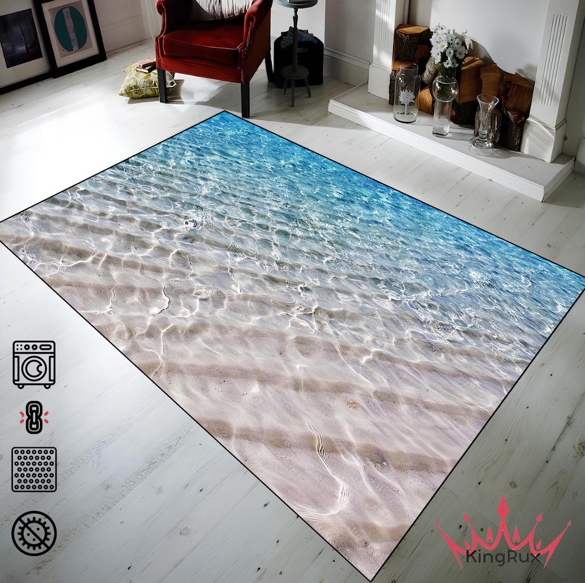 Beach Rug, Summer Rug, Beach Carpet, Beach Design Rug, Sandy Seashore ...