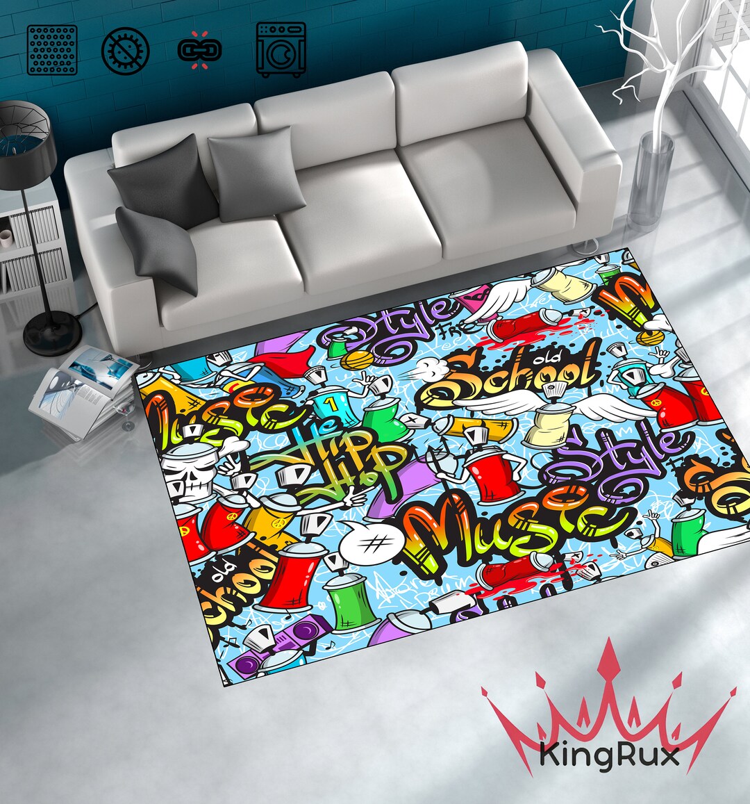 Graffiti, Graffiti Rug, Pop Art Graffiti, Graffiti Design Rug, Colorful ...