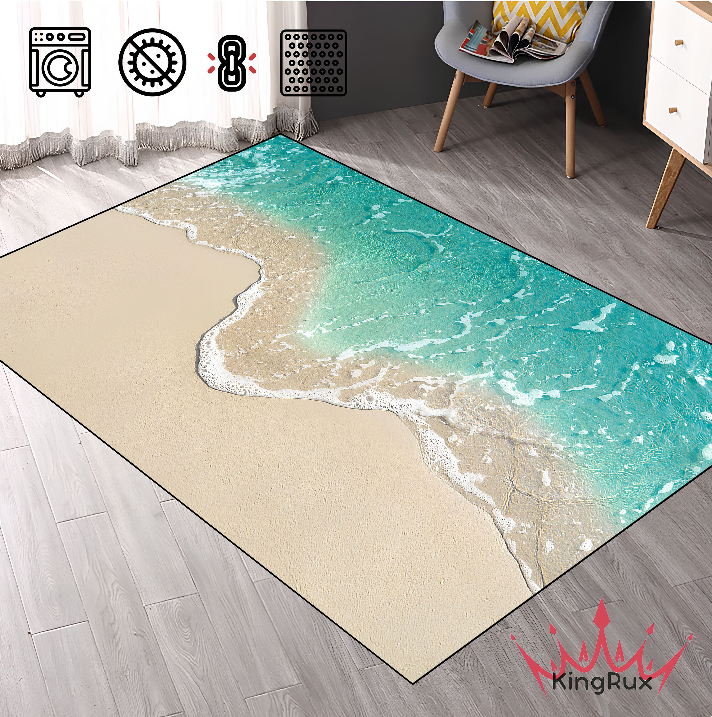 Beach Rug, Summer Rug, Beach Carpet, Beach Design Rug, Sandy Seashore ...