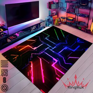 Colorful Neon Rug, Gaming Rug, Gamer Rug, Game Room Rug, Gift for Gamer ...