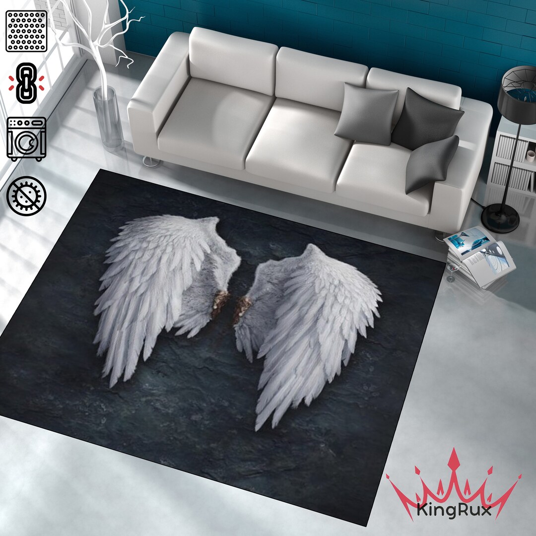 Angel Wings Rug, Angel Pattern, Banksy Rug, Wings White Rug, Banksy ...