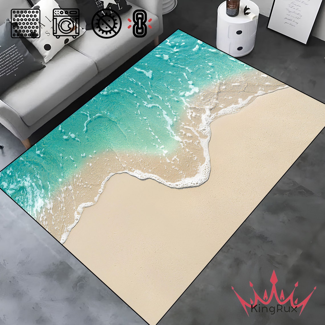 Beach Rug, Summer Rug, Beach Carpet, Beach Design Rug, Sandy Seashore ...