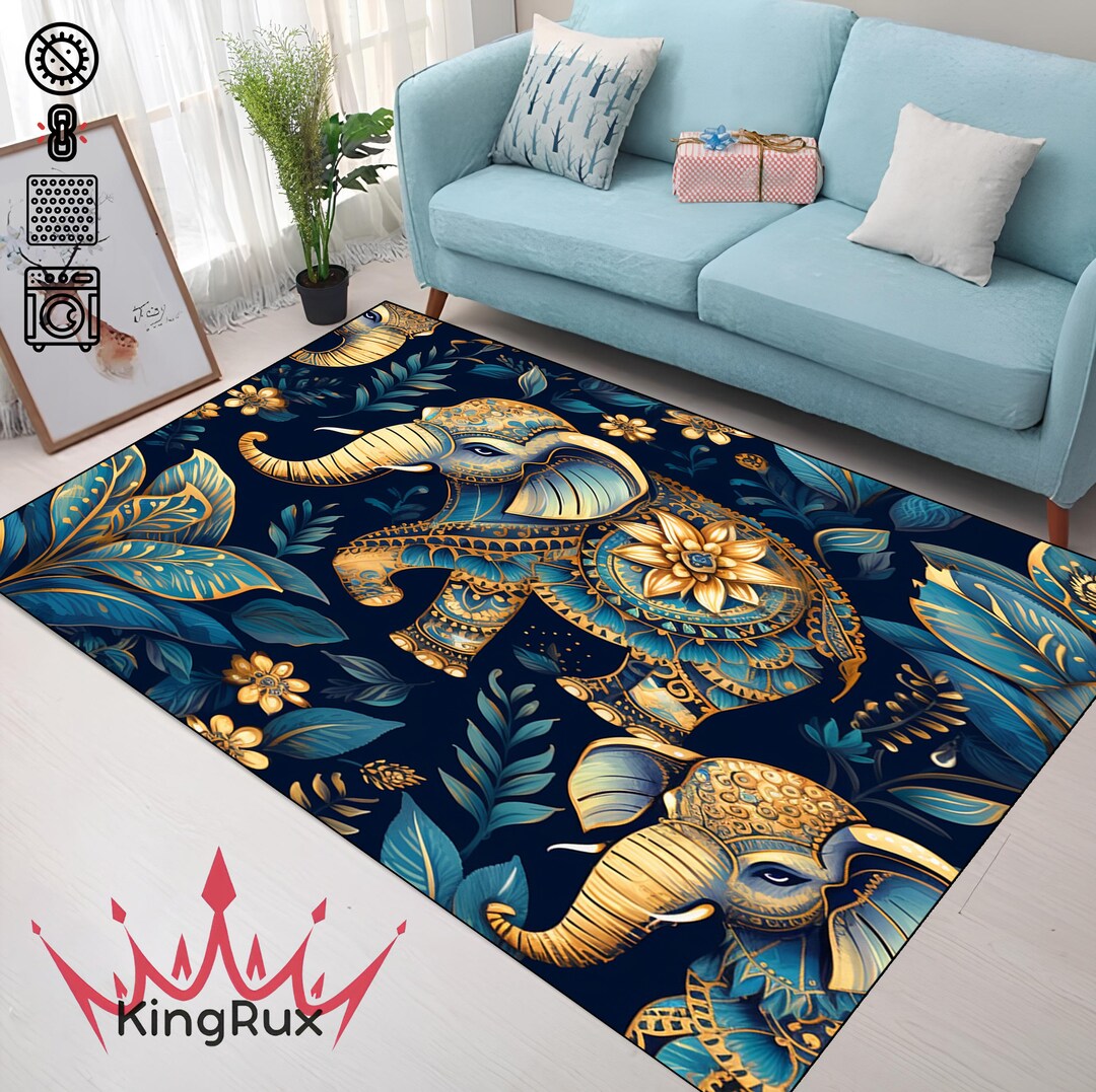 Elephant Rug, Elephant Pattern Rug, Animal Pattern Rug, Animal Rug ...