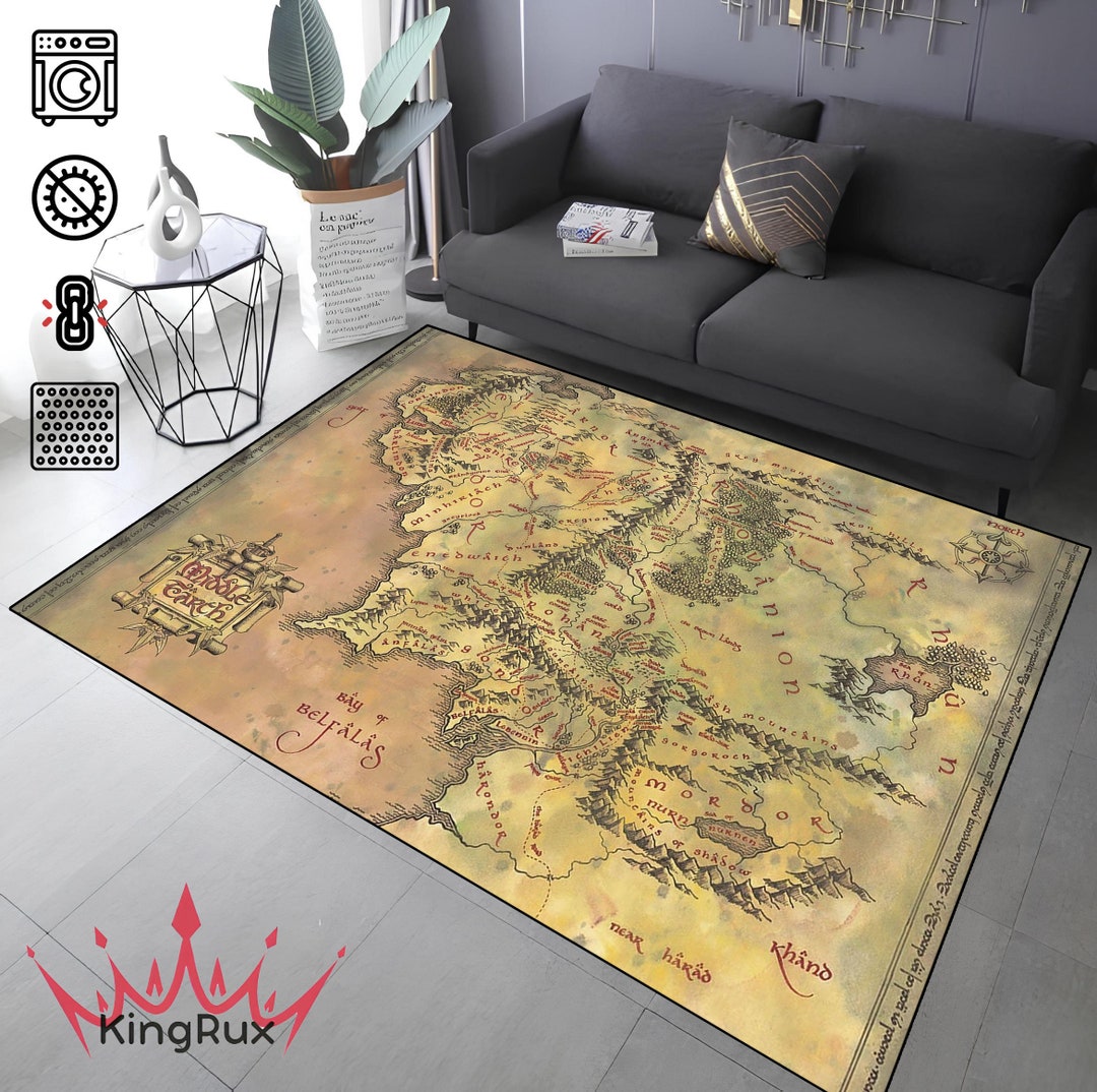 Hobbit Map Rug, Map Rug, Lord of Rings Rug, Fantastic Rug, Map Decor ...