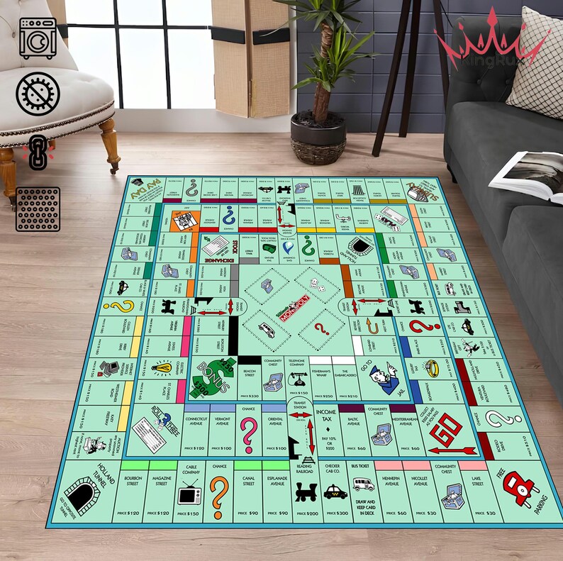 Monopoly Rug, Monopoly Mat, Play Mat, Monopoly Pattern Rug, Play Area ...
