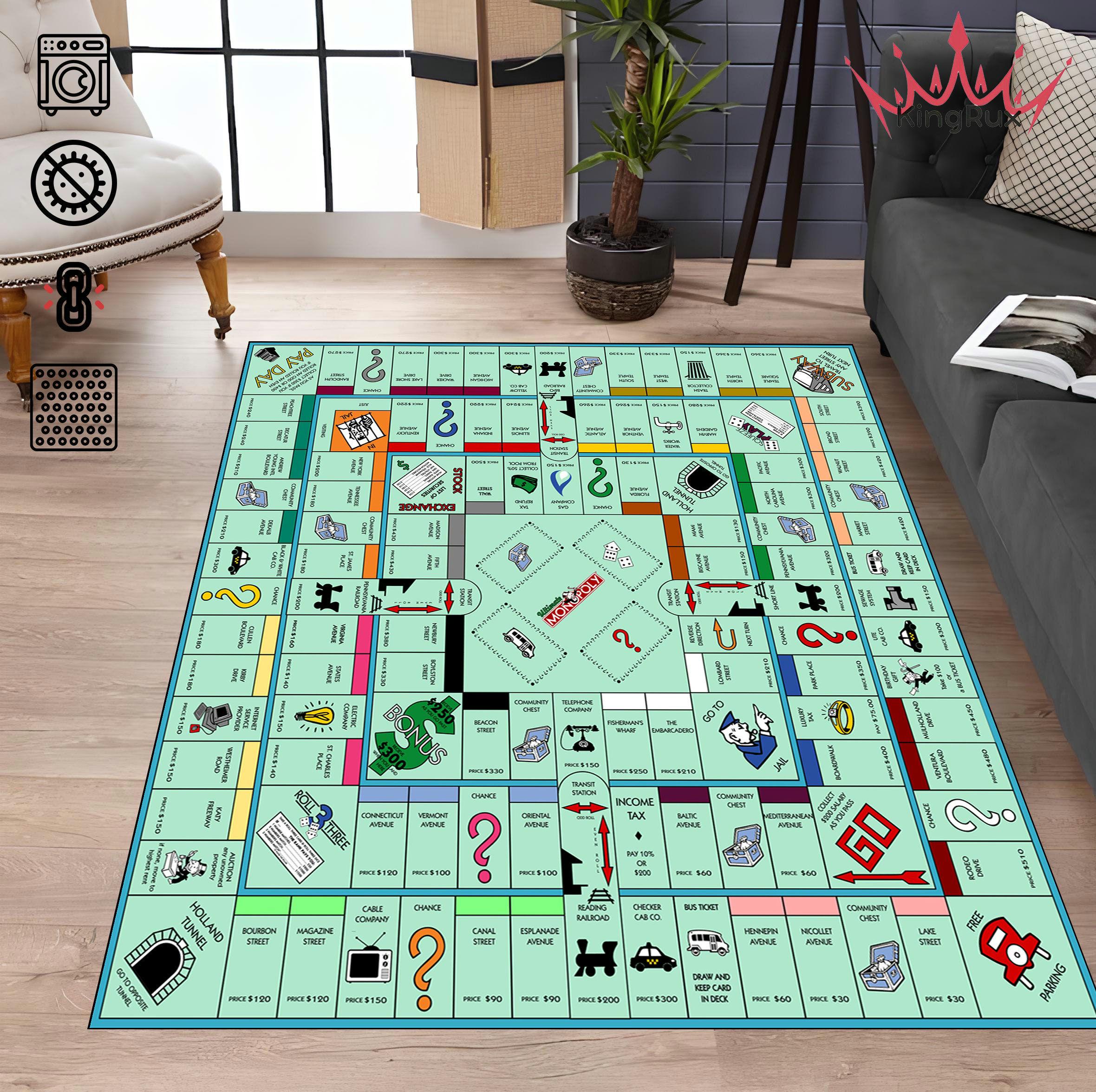 Monopoly Rug, Monopoly Mat, Play Mat, Monopoly Pattern Rug, Play Area ...