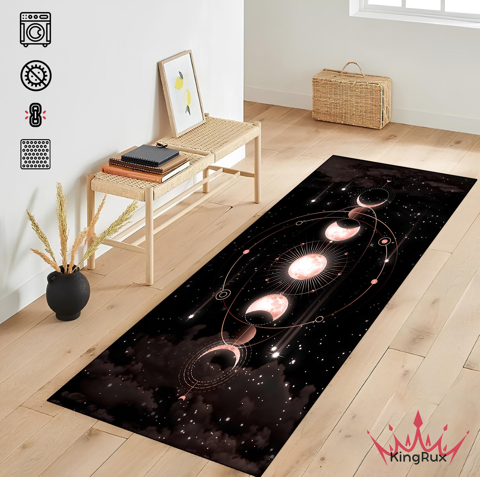 Astrology Rug, Moon Themed Rug, Runner Moon Rug, Moon Light Rug, Moon ...