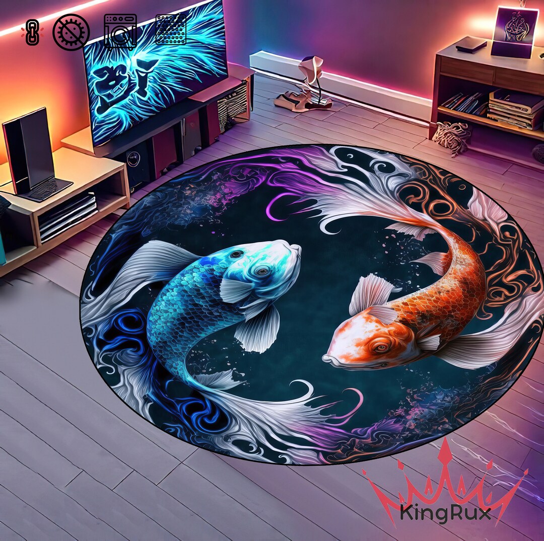 Yin-yang Rug, Fisy Yin Yang Rug, Yin and Yang Design Rug, Fish Pattern ...
