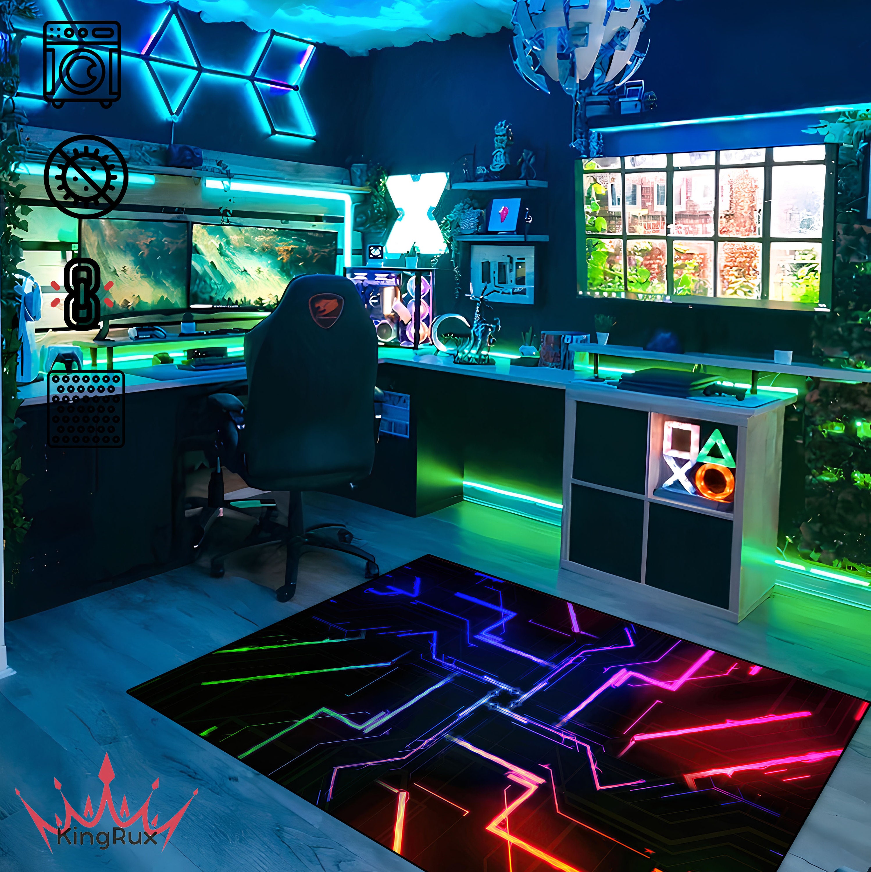 Colorful Neon Rug, Gaming Rug, Gamer Rug, Game Room Rug, Gift for Gamer ...