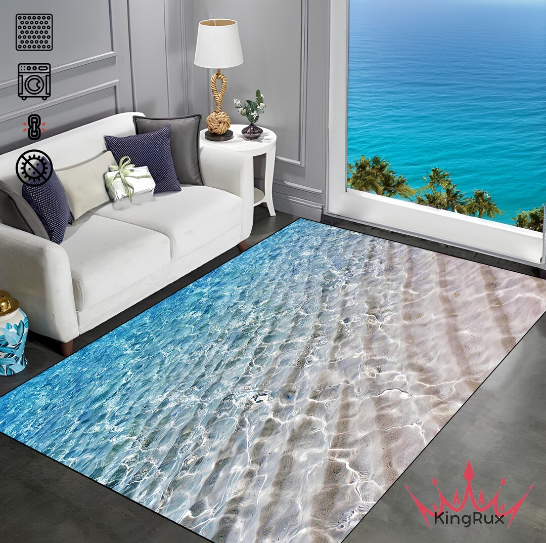 Beach Rug, Summer Rug, Beach Carpet, Beach Design Rug, Sandy Seashore ...