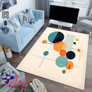 Mid Century Modern Rug, Minimal Rug, Abstract Rug, Living Room Rug ...