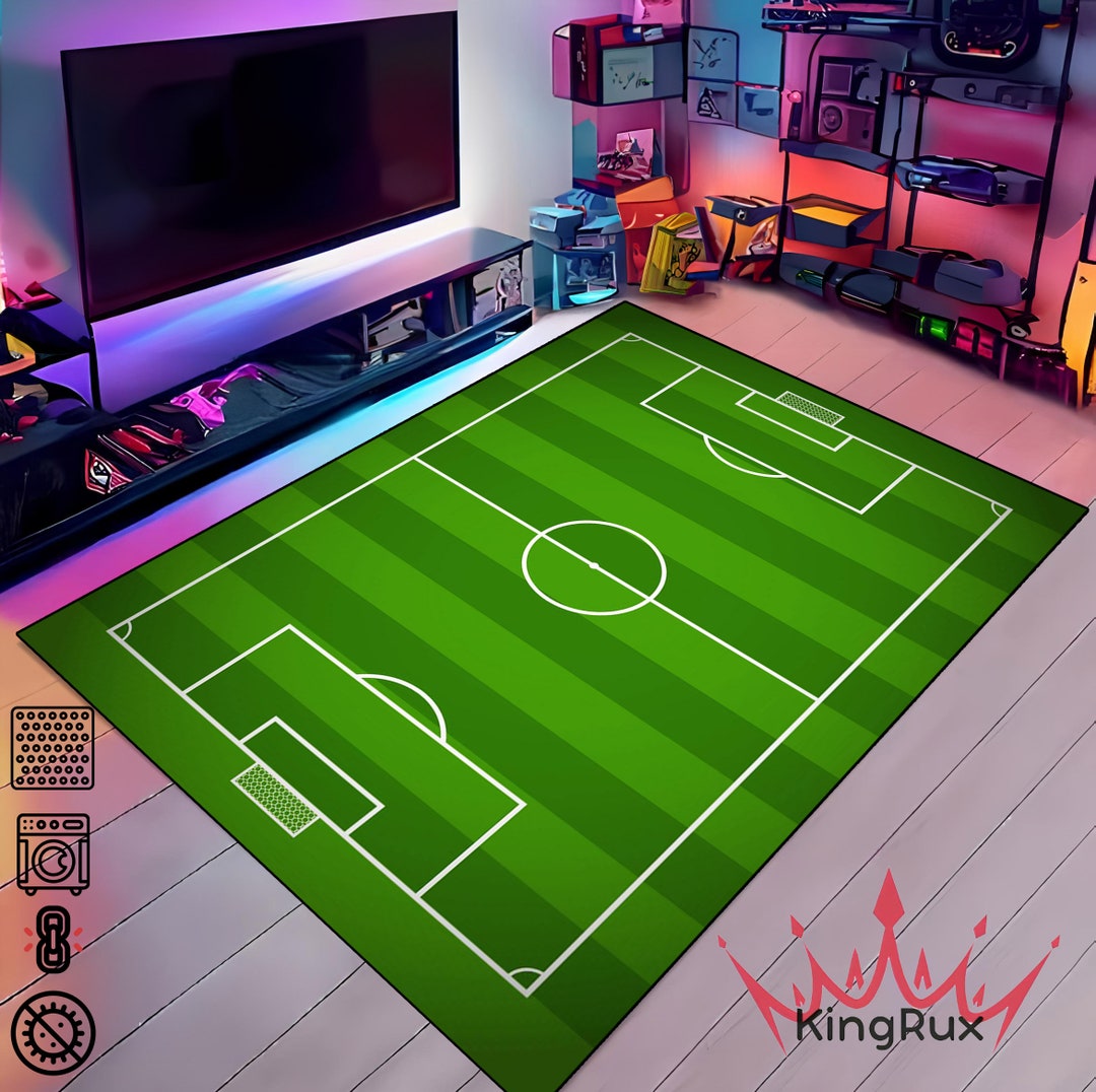 Green Soccer Field Rug, Soccer Area Rugs, Football Rugs, Football ...
