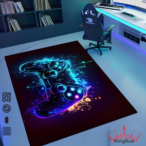 Game Controller Rug, Gamer Rug, Joysticks Rug, Gaming Rug, Neon Game ...