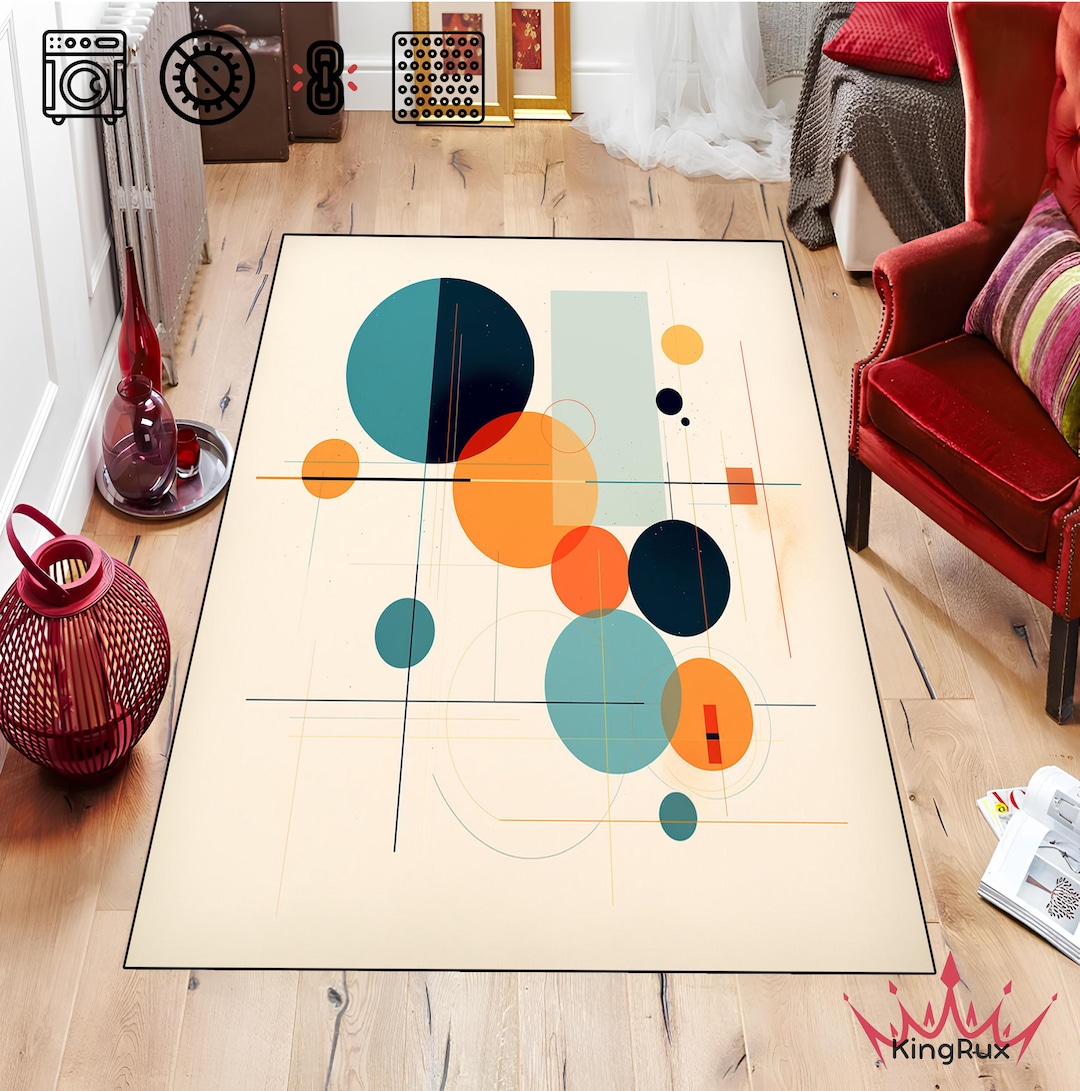 Mid Century Modern Rug, Minimal Rug, Abstract Rug, Living Room Rug ...