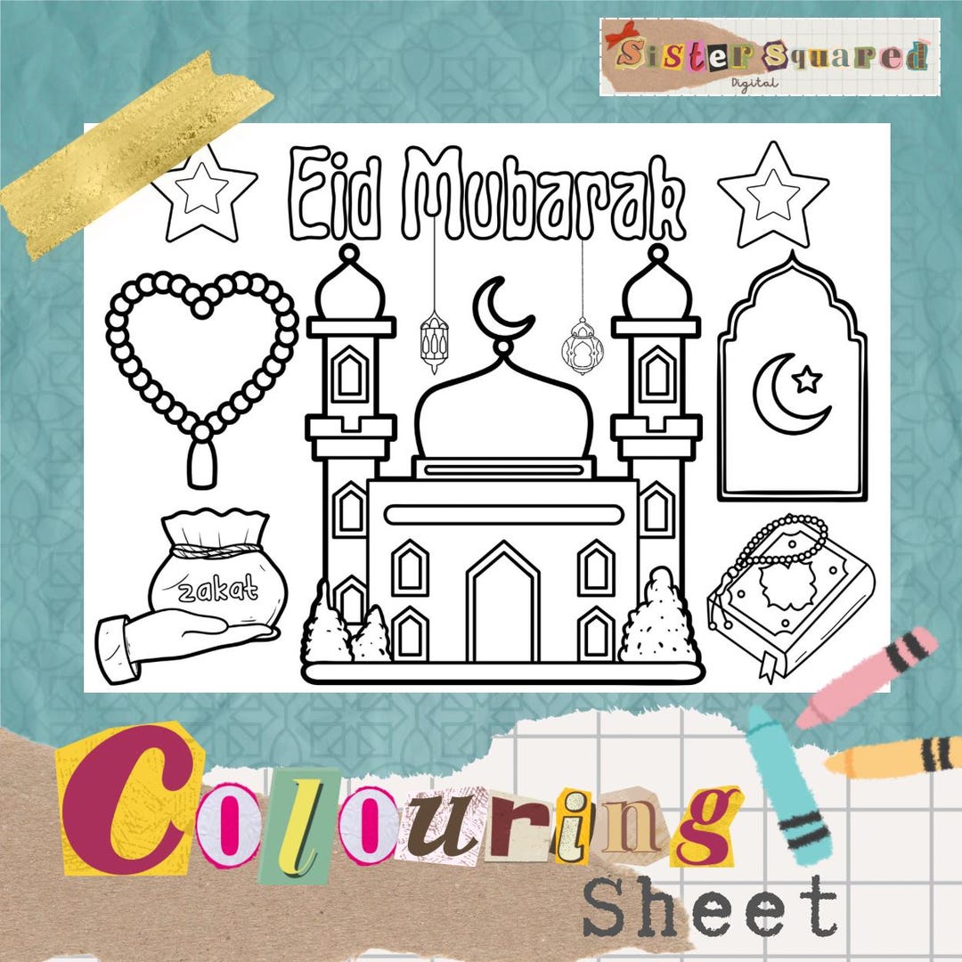 Eid Mubarak Colouring Page - Etsy