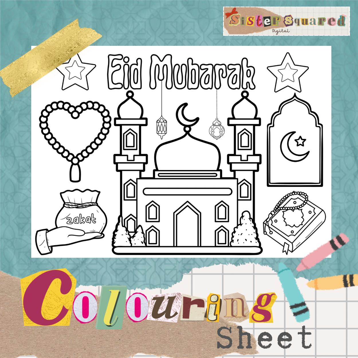Eid Mubarak Colouring Page - Etsy