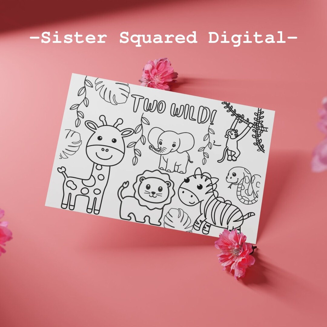 INSTANT Download Jungle Themed Kids Colouring Page Party Favour, Party ...