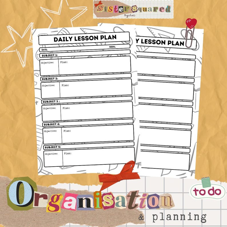 Daily Lesson Plan for Teachers and Homeschooling - Etsy