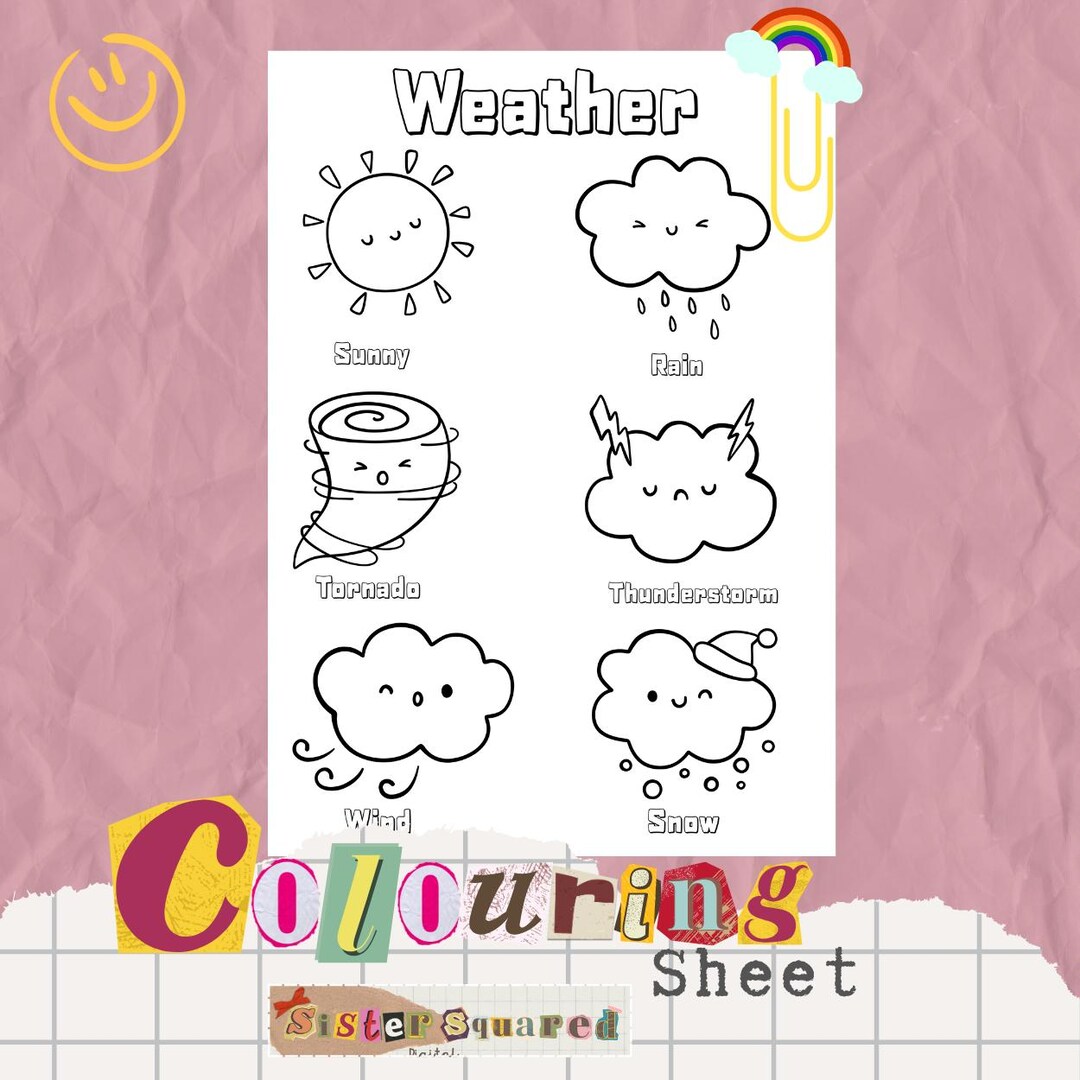 Educational Weather Colouring Page - Etsy