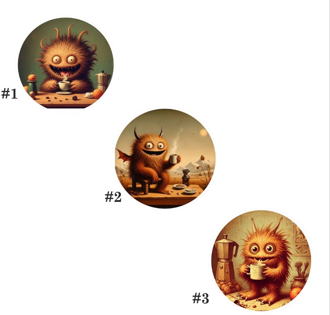 Monsters Drinking Coffee Series - Etsy