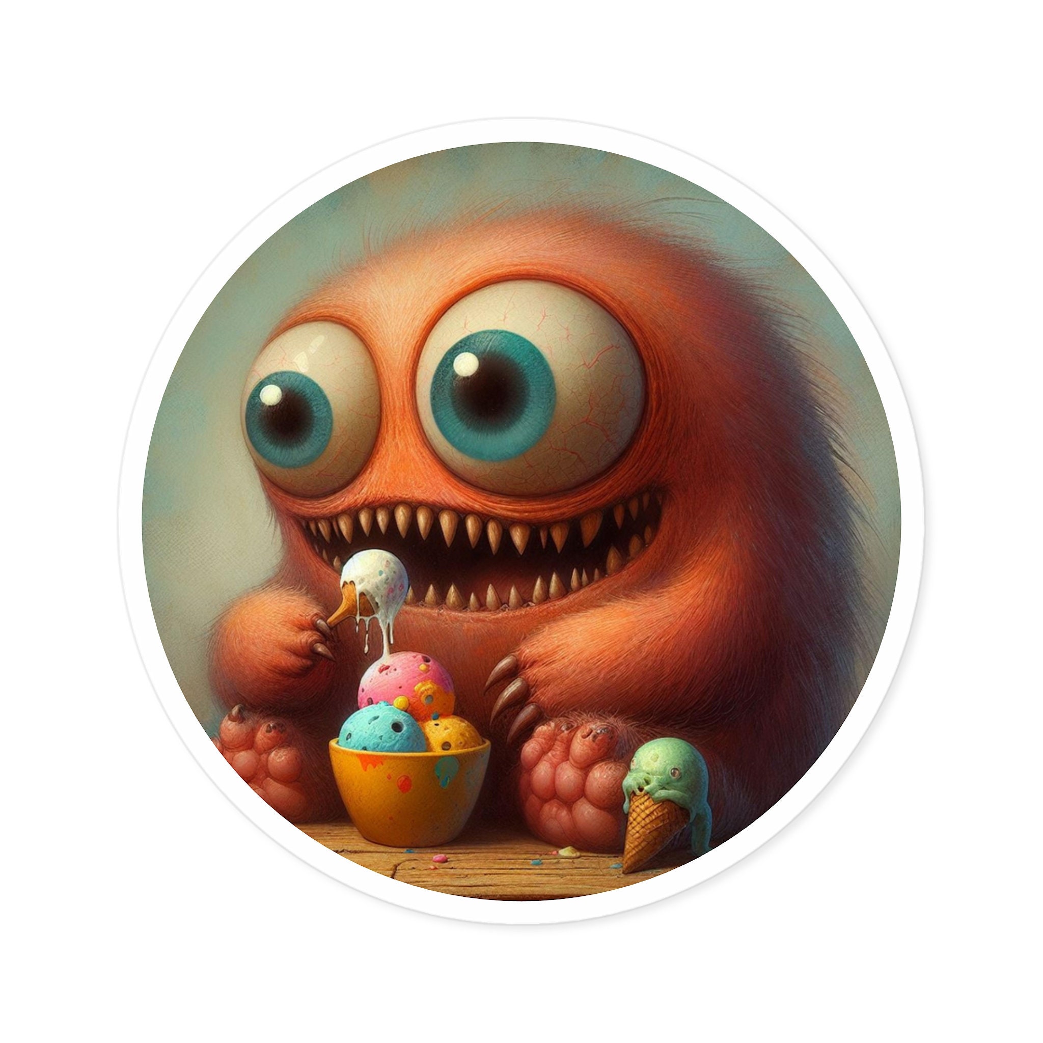 Monsters Eating Ice Cream Series - Etsy