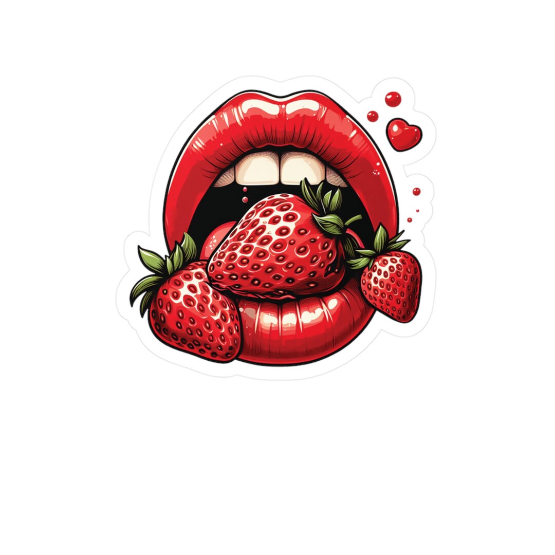 Strawberry Lips Decal - Etsy