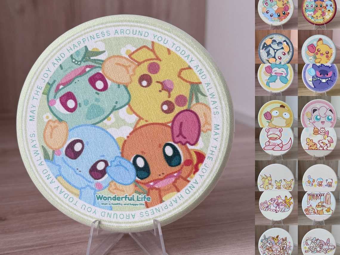 Anime Diatom Mud Pikachu Eeveelution Coasters - Etsy