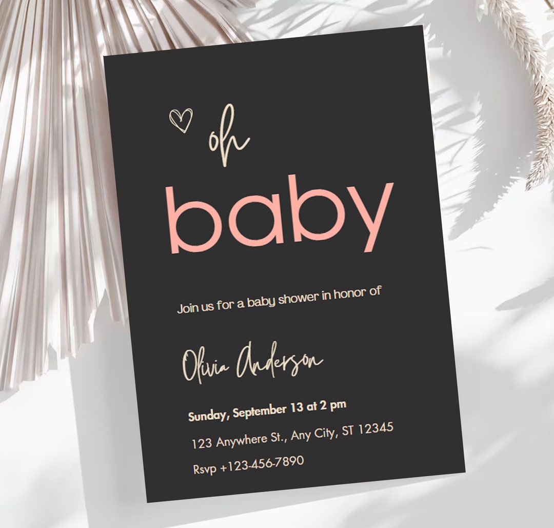 Editable Minimal Baby Shower Invitation, Baby Shower Digital Invite ...