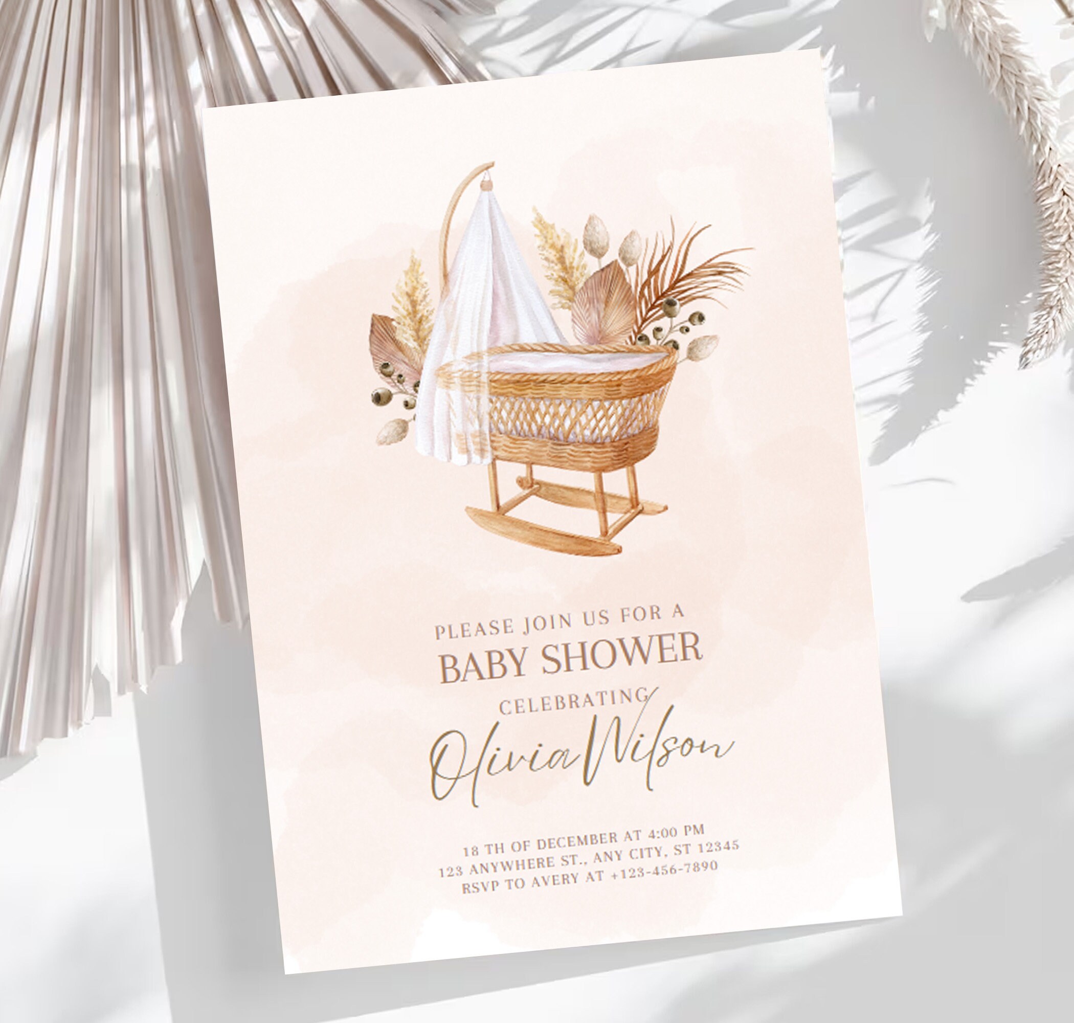 Editable Cute Baby Shower Invitation, Baby Shower Digital Invite, Canva ...