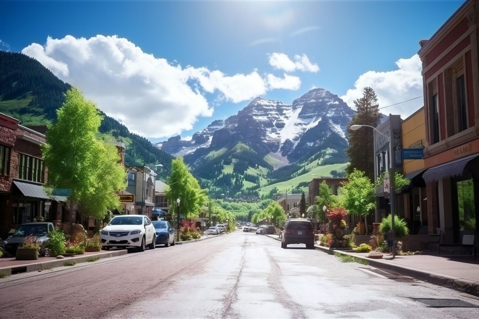 Charming Telluride Main Street With Mountain Backdrop: Sunny Day ...