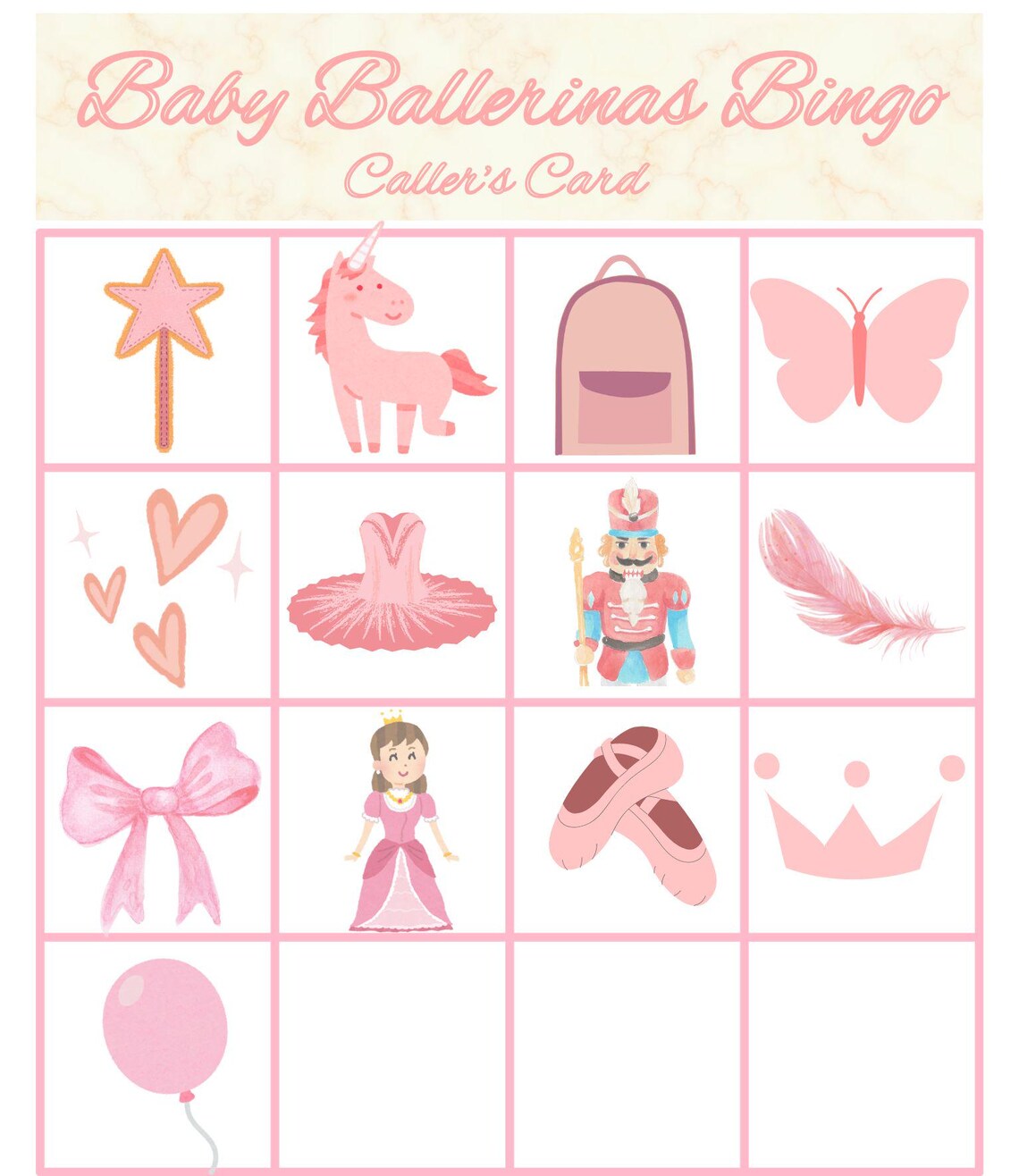 30 X Ballerina Bingo Cards, Printable Birthday Ballet Bingo, Birthday ...