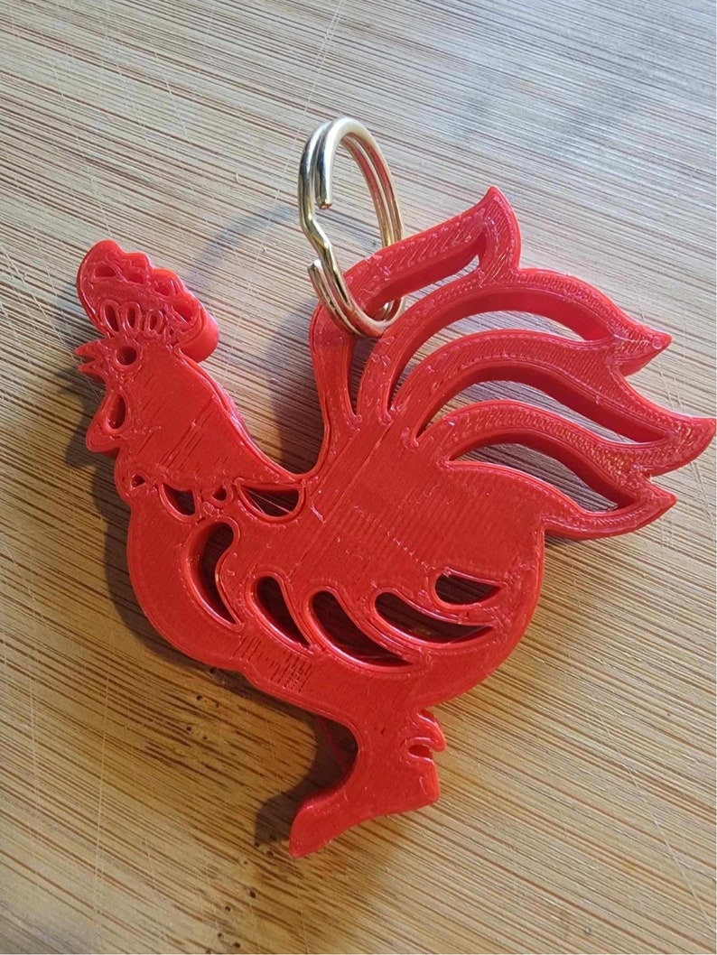 3D Printed Rooster Keychain - Etsy