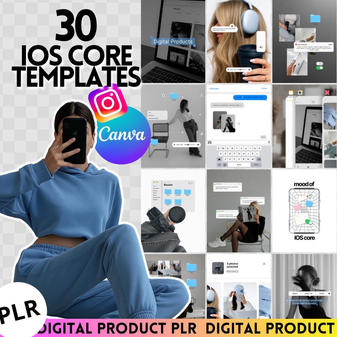 IOS Core Social Media Canva Templates | Instagram Posts (PLR) - Etsy