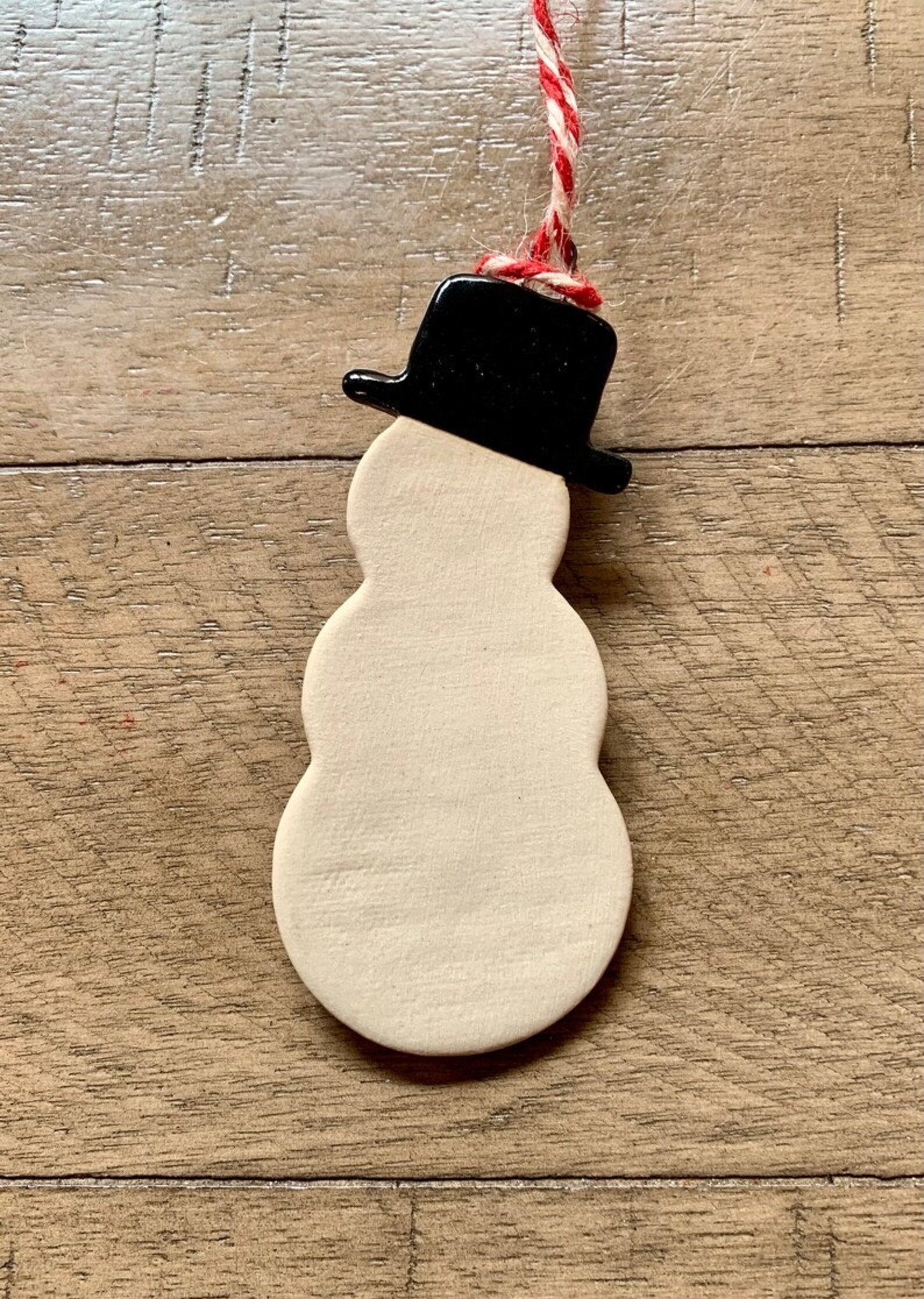 Handmade Snowman Natural Unglazed Christmas Tree Ornament Stoneware ...