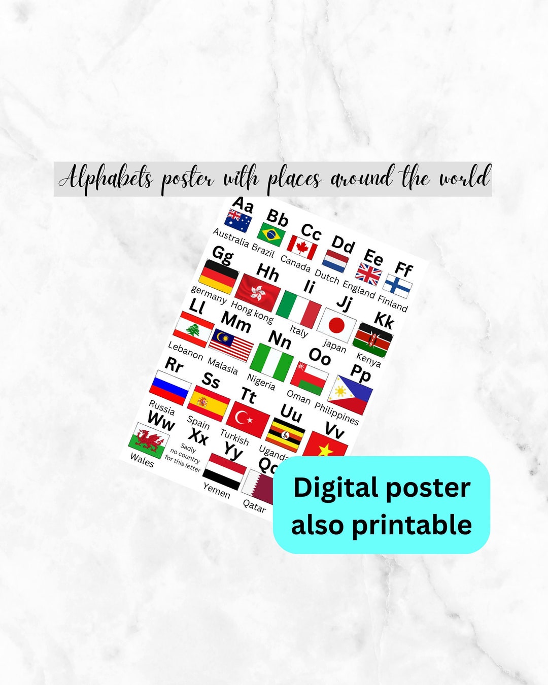 Colourful Alphabets Using Flags and Places Around the World - Etsy