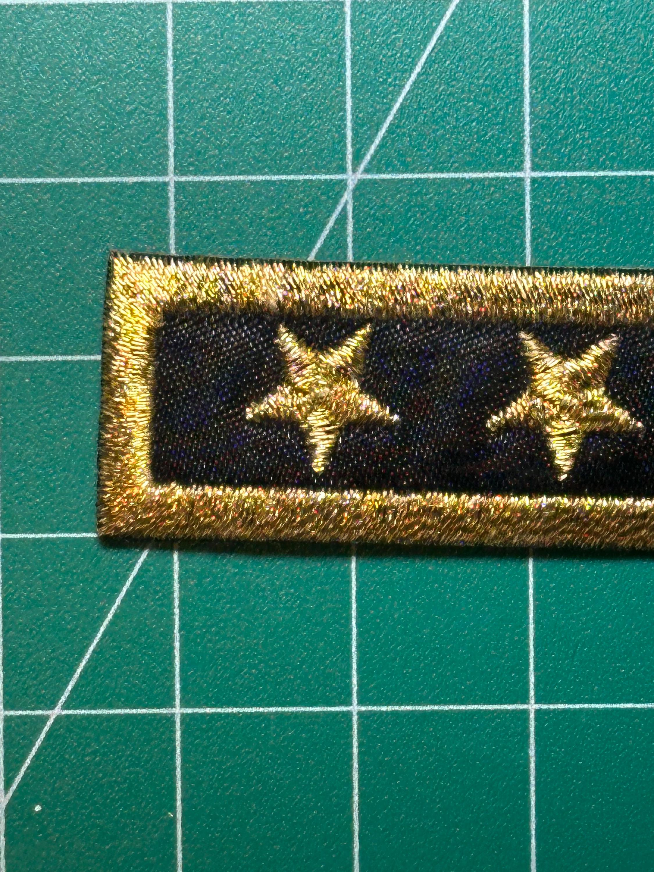 Military Rank Star Strip Gold and Black Iron on Patch 5.25” X .75 ...