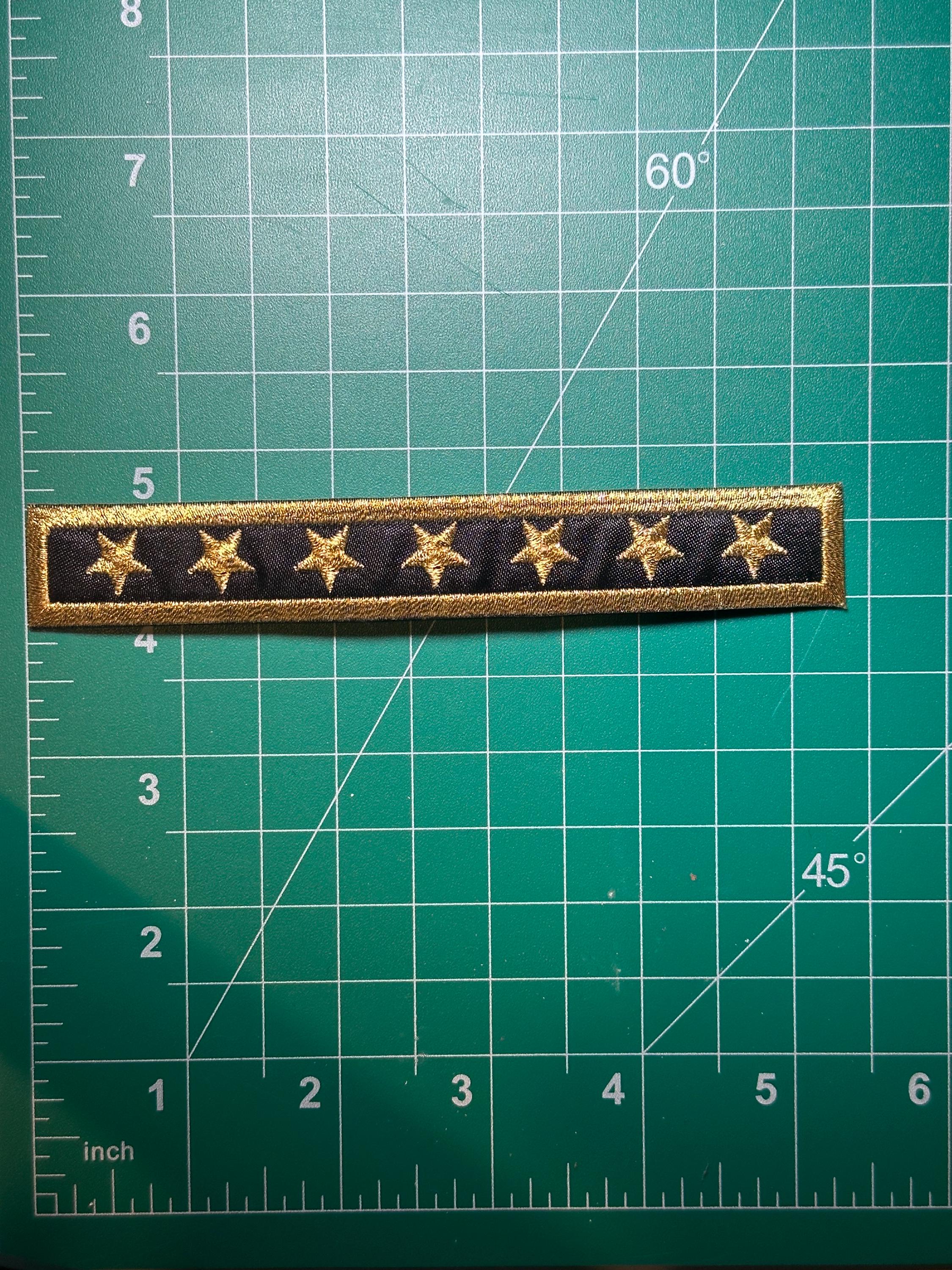Military Rank Star Strip Gold and Black Iron on Patch 5.25” X .75 ...