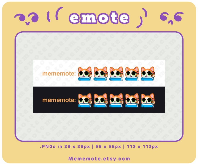 Orange Cat Noted Emote for Twitch, Discord, Youtube, Kick| ID#0104 - Etsy