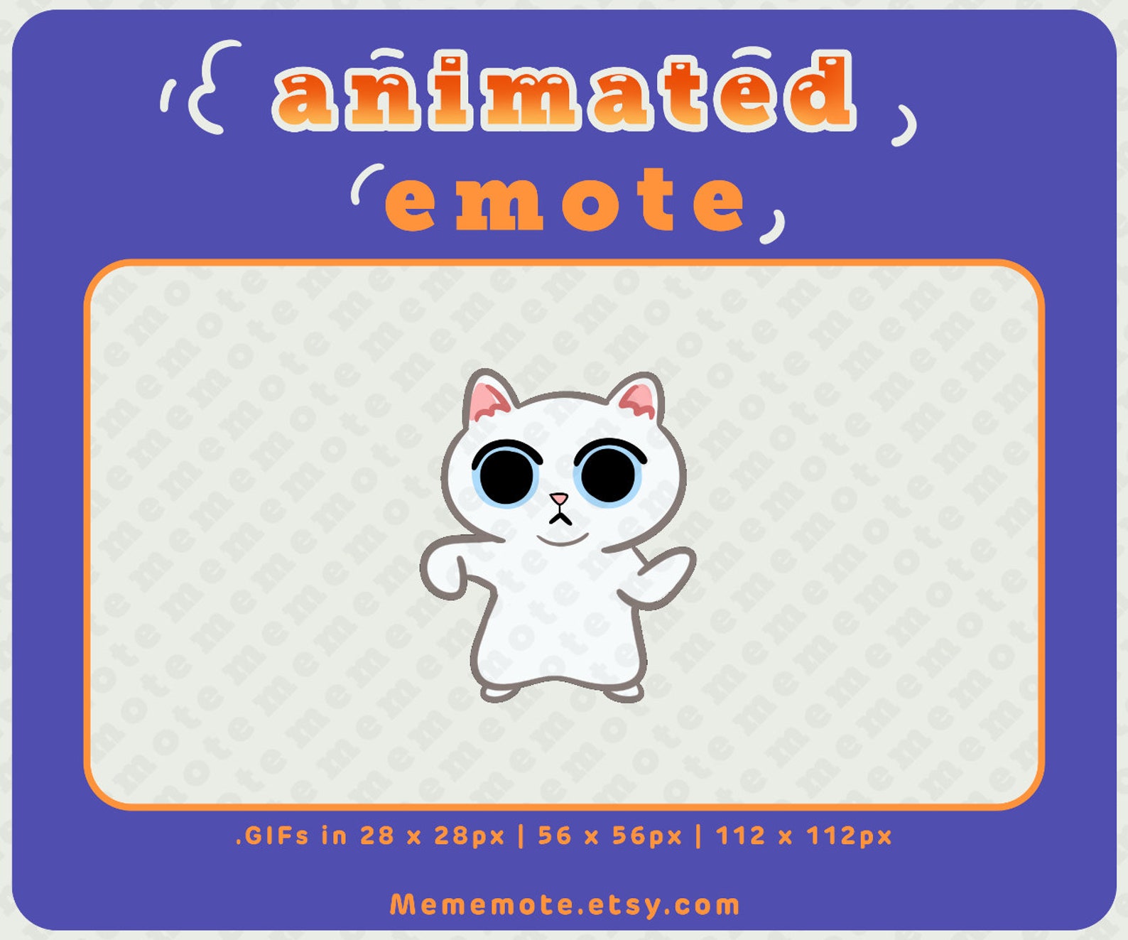 5 X White Cat ANIMATED Emote for Twitch, Discord, Youtube, Kick ...