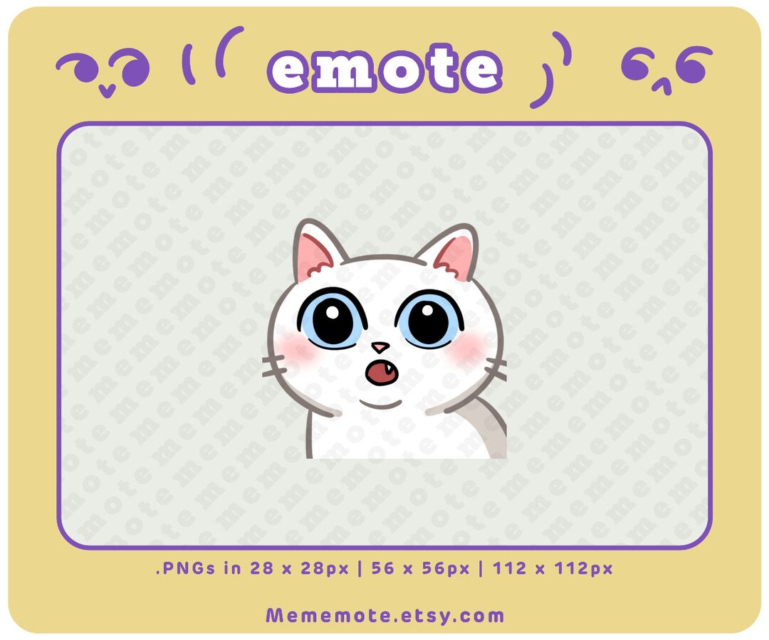 White Cat OMG Emote for Twitch, Discord, Youtube, Kick| ID#0034 - Etsy