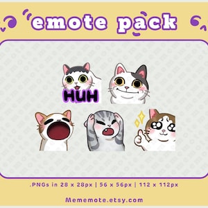 5 X Cat Meme Emote Pack for Twitch, Discord, Youtube, Kick | HUH ...