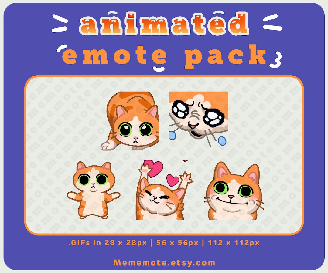 5 X Orange Cat ANIMATED Emote for Twitch, Discord, Youtube,kick ...