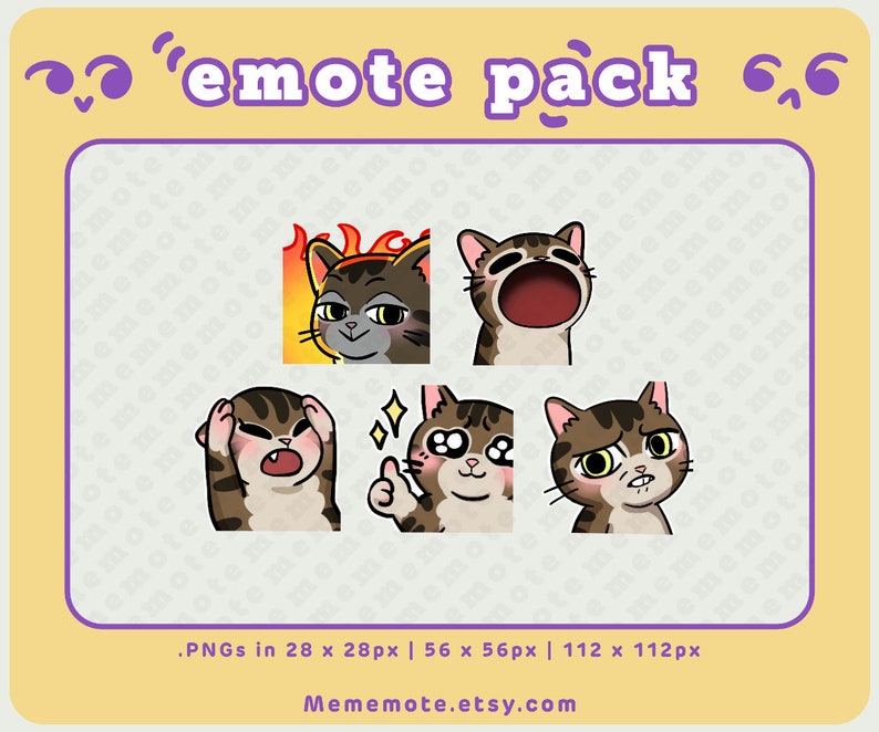 Buy 5 X Tabby Cat Meme Emote Pack for Twitch, Discord, Youtube, Kick ...