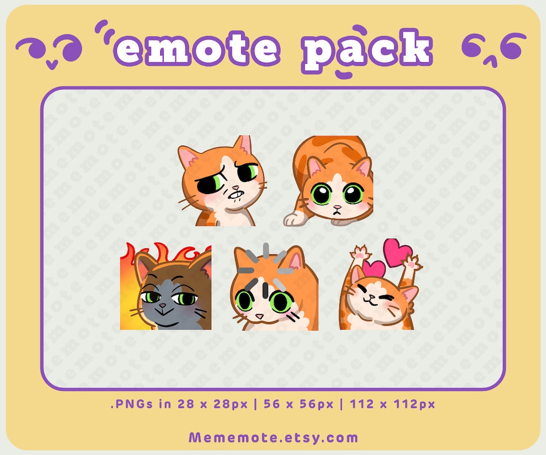 5 X Orange Cat Emote Pack for Twitch, Discord, Youtube, Kick | Uh Ok ...