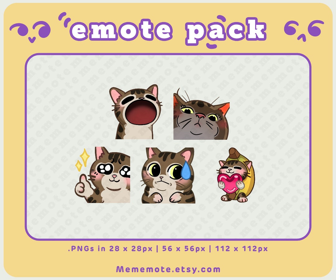 5 X Tabby Cat Emote Pack for Twitch, Discord, Youtube, Kick | Pop Cat ...