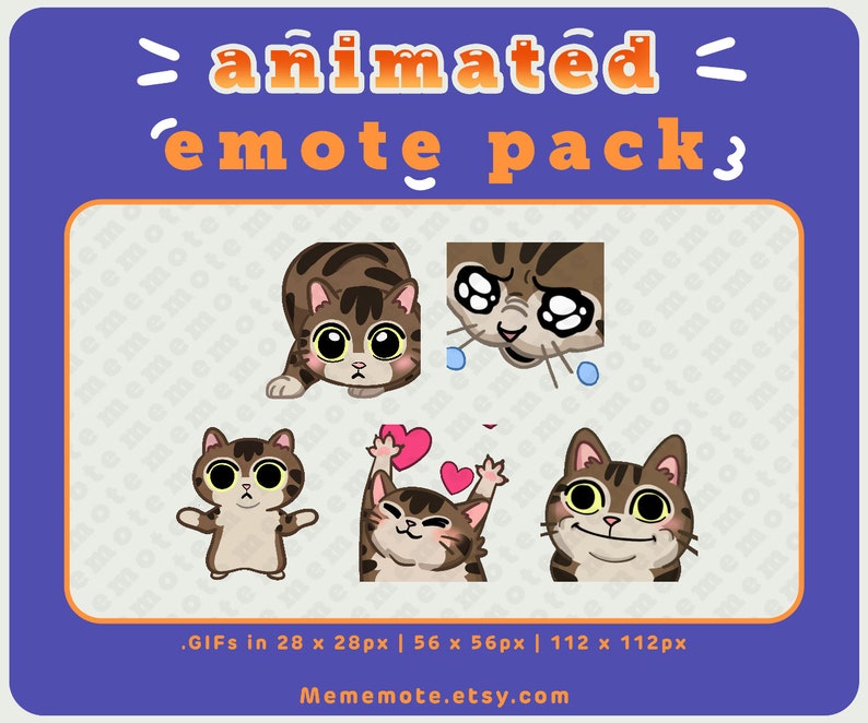 5 X Tabby Cat ANIMATED Emote for Twitch, Discord, Youtube, Kick ...
