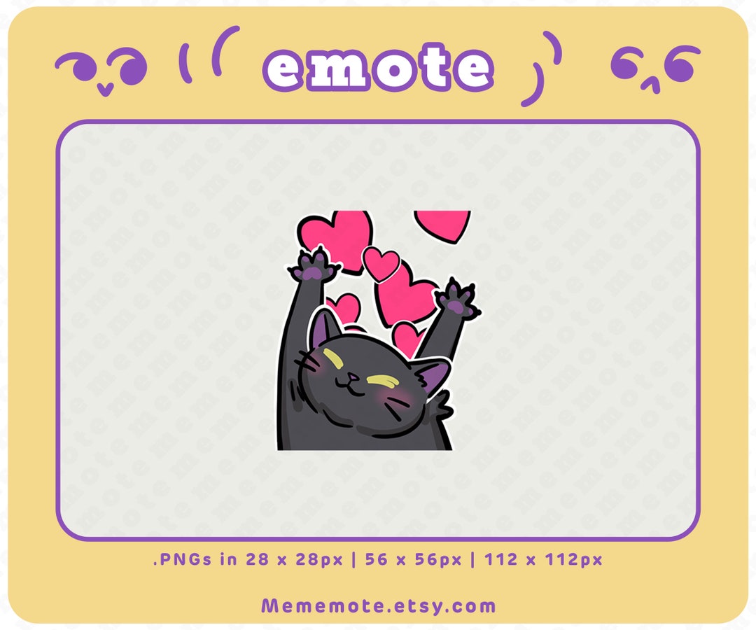 Black Cat Spewing Hearts Meme Emote for Twitch, Discord, Youtube - Etsy