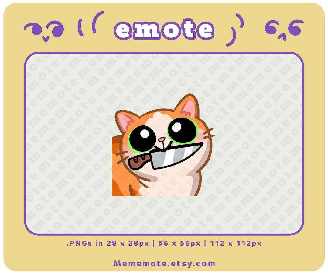 Orange Cat With Knife Emote for Twitch, Discord, Youtube, Kick| ID#0108 ...