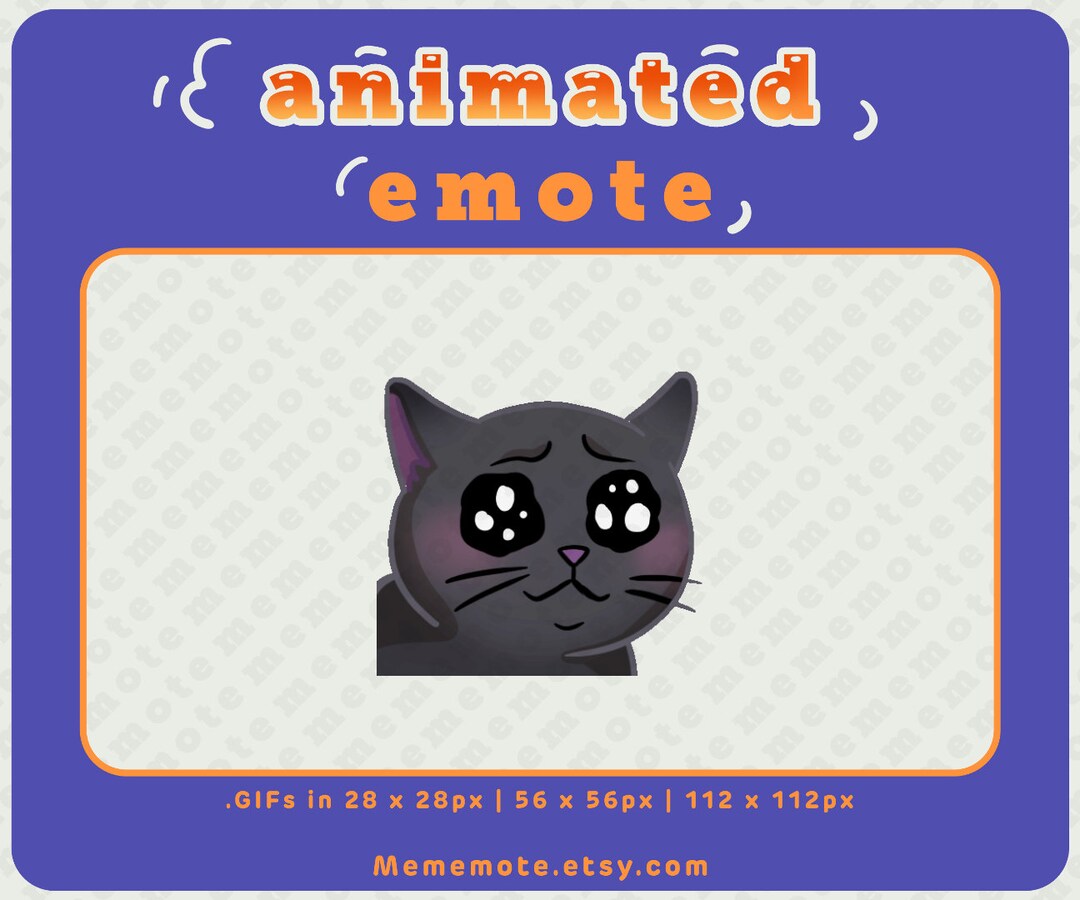 Black Sad Cat ANIMATED Emote for Twitch, Discord, Youtube, Kick| ID# ...